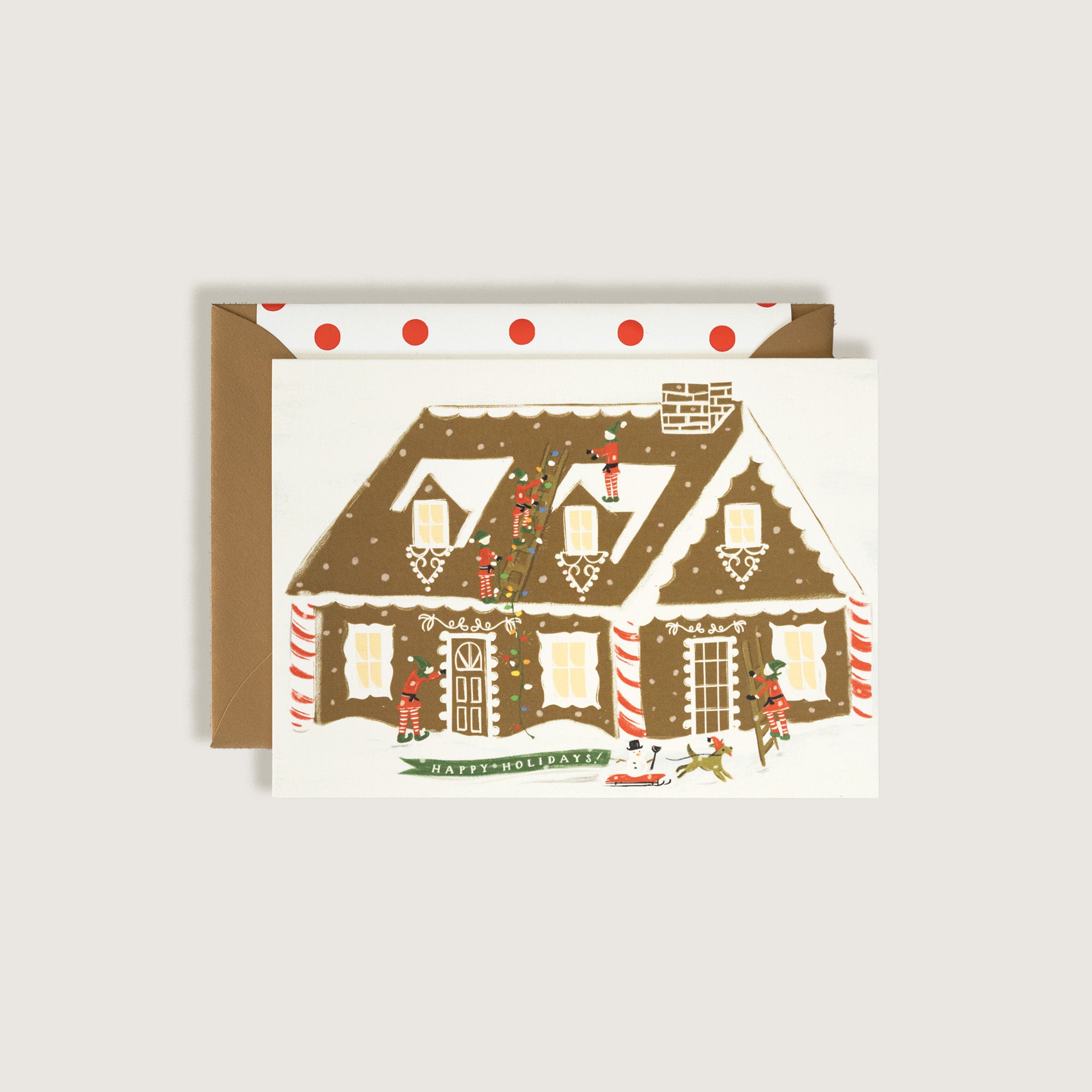 Gingerbread House Happy Holidays Greeting Card – The First Snow