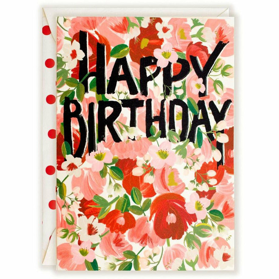 Happy Birthday Red | Pink Blooms Card