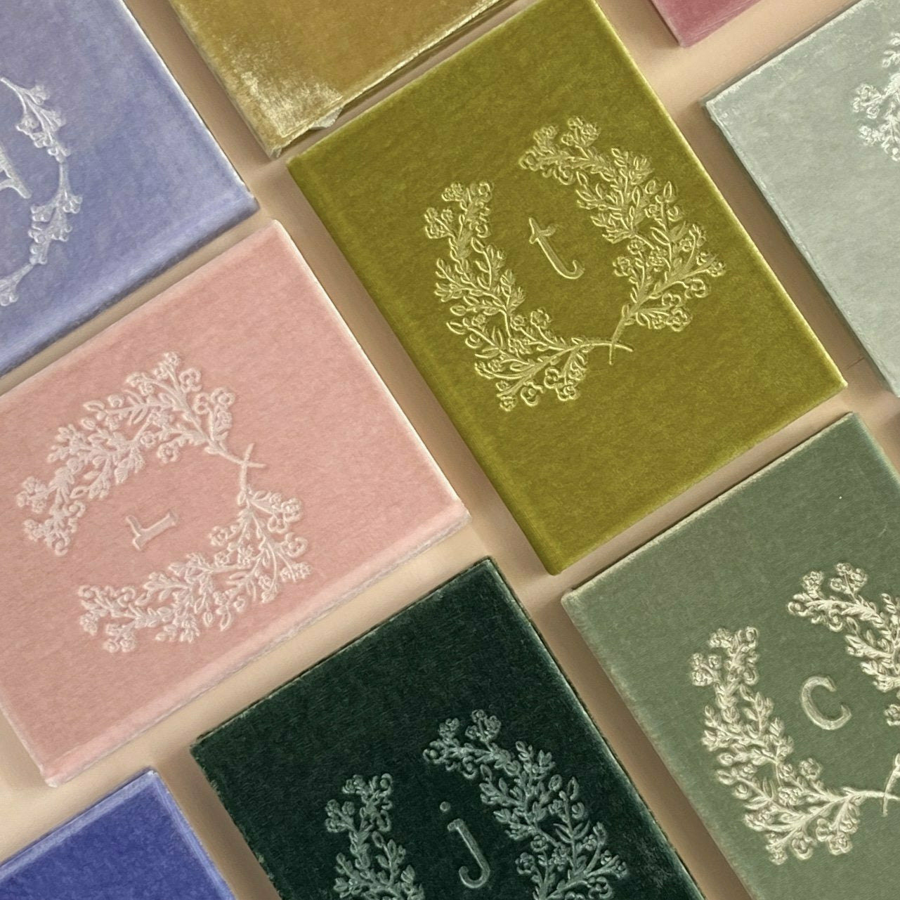 Petite Silk Velvet Monogram Crest Book