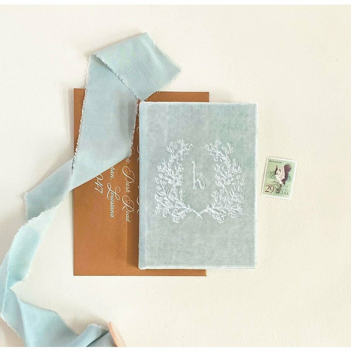 Petite Silk Velvet Monogram Crest Book