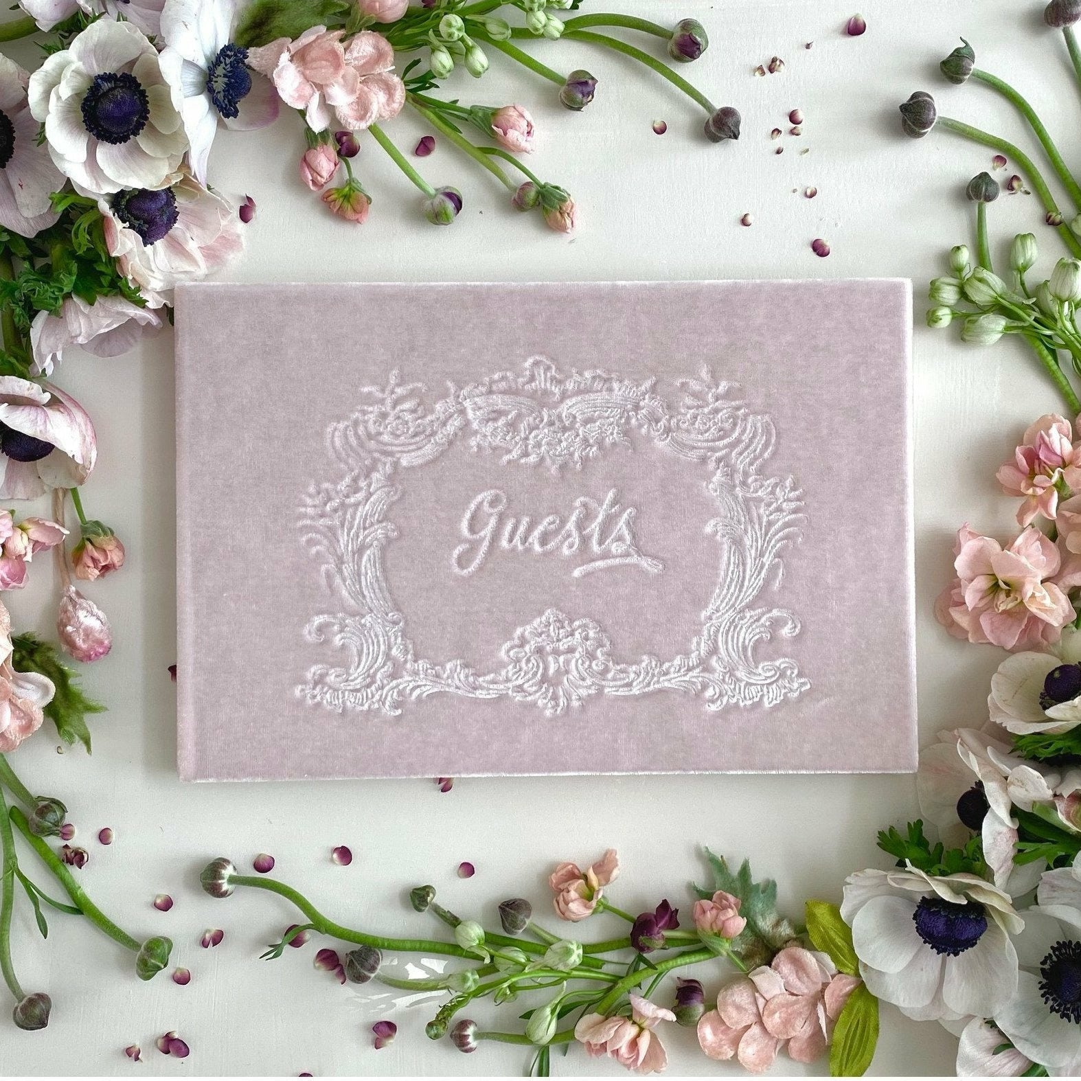 Baroque Frame Silk Velvet Guestbook by The First Snow | The First Snow