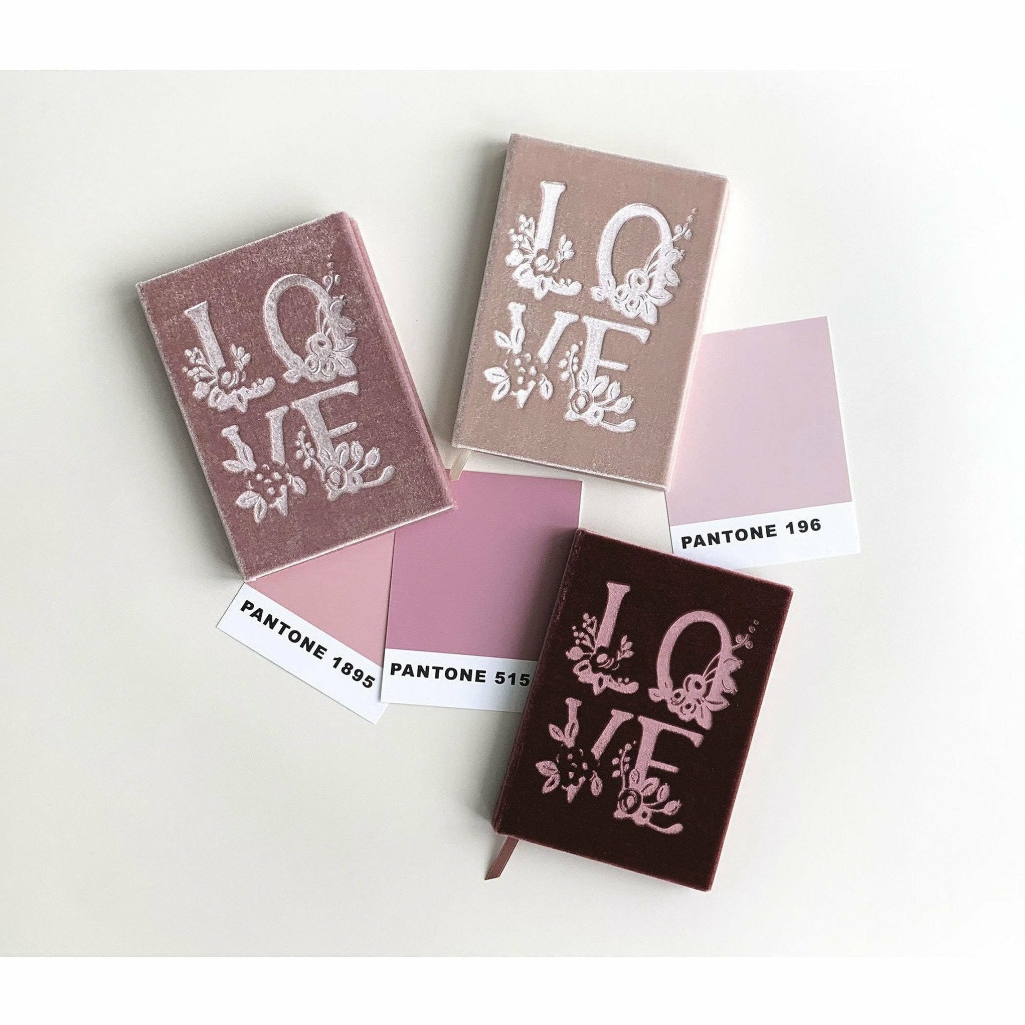 Love-Themed Silk Velvet-Covered Lined Notebook with Fabric Bookmark ...