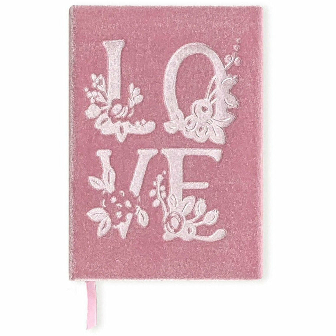 Love-Themed Silk Velvet-Covered Lined Notebook with Fabric Bookmark ...